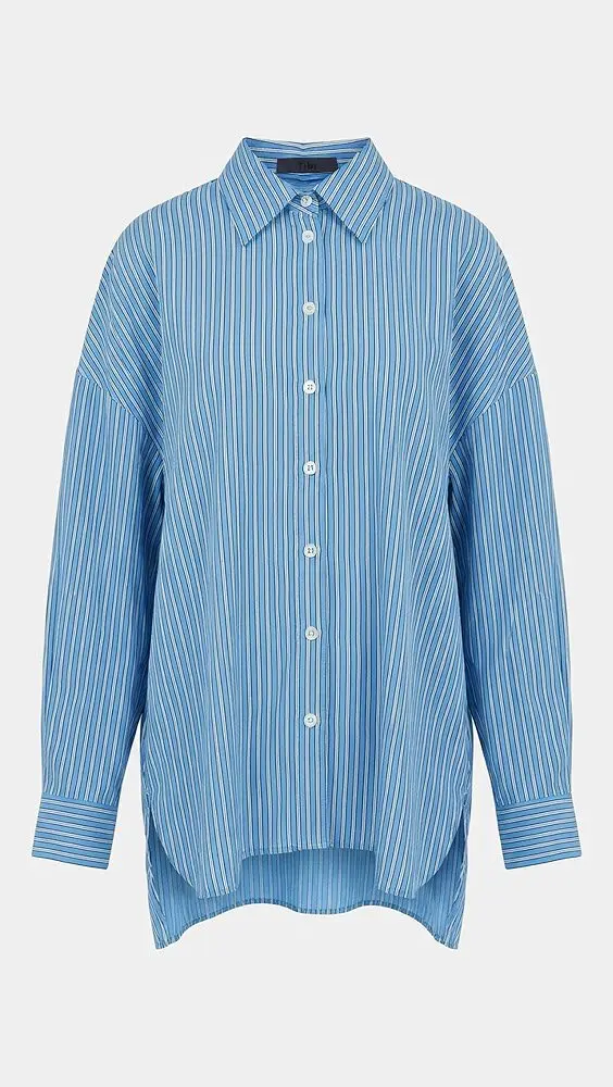 Tibi Edmund Lyocell Stripe Oversized Shirt