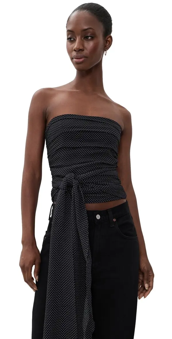 HERSKIND Molly Draped Dot Wrap Top