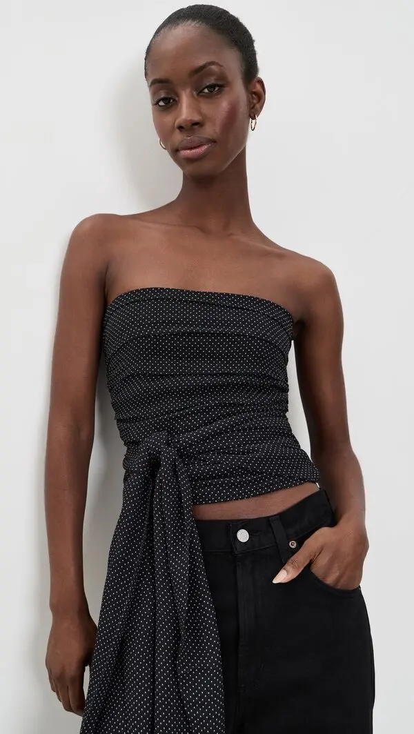 HERSKIND Molly Draped Dot Wrap Top