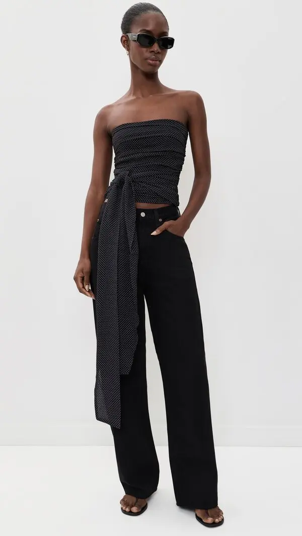 HERSKIND Molly Draped Dot Wrap Top
