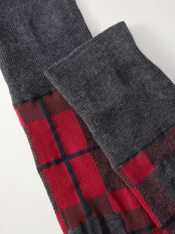 VIVIENNE WESTWOOD Locharron Orb-embroidered Checked Knitted Socks