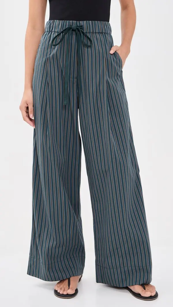 A.L.C. James Wide Leg Striped Poplin Pants