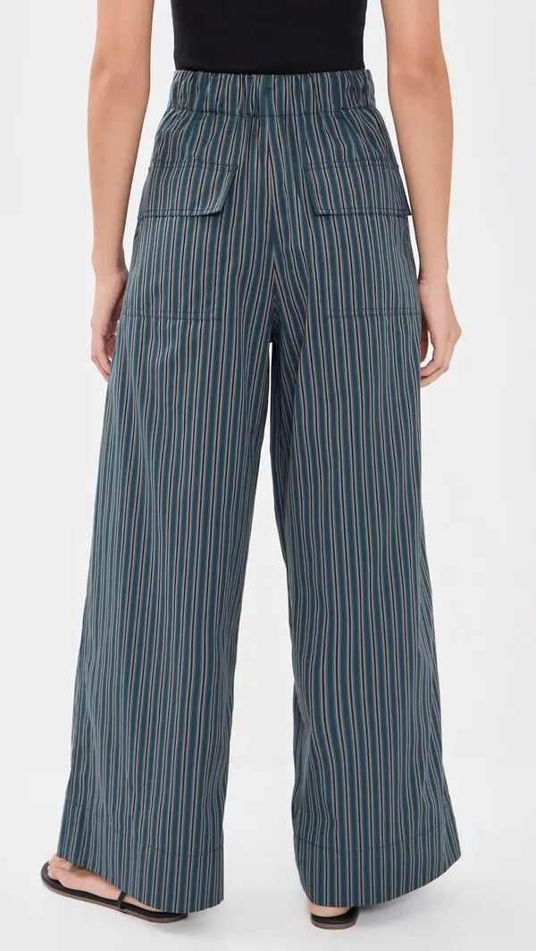 A.L.C. James Wide Leg Striped Poplin Pants