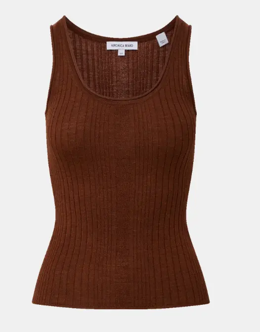 Veronica Beard Birke Merino Wool Tank Top - Rust