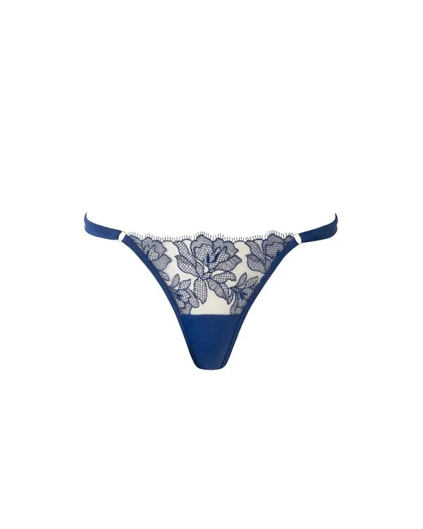 Bluebella Avery Floral Embroidered Thong Navy Peony