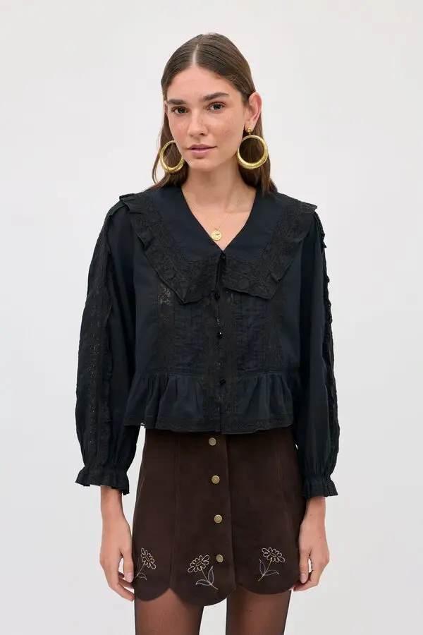 Rixo Caris Embroidered Daisy Mini Skirt - Brown