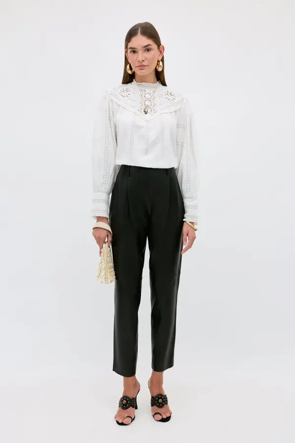 Rixo Nori Charcoal Leather Trousers