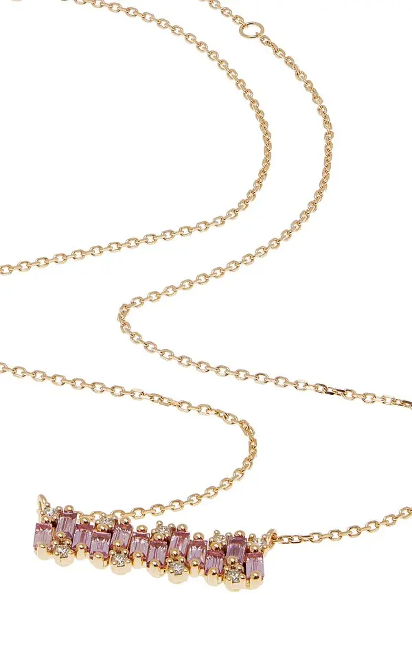 SUZANNE KALAN Shimmering 18k Rose Gold Diamond And Sapphire Necklace