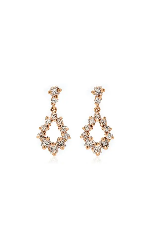 SUZANNE KALAN Pear-shaped 18k Rose Gold Diamond Earrings