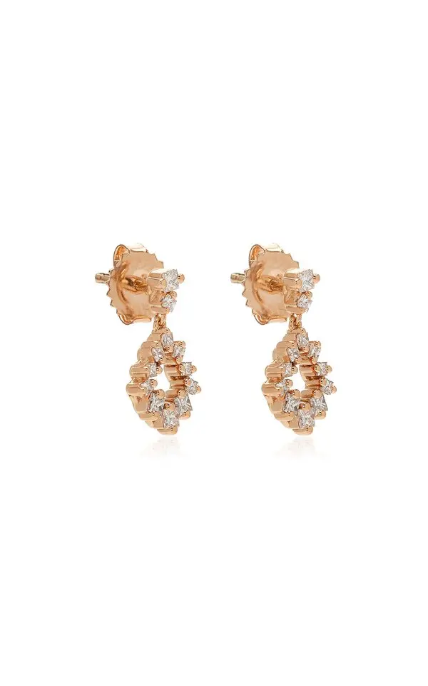 SUZANNE KALAN Pear-shaped 18k Rose Gold Diamond Earrings