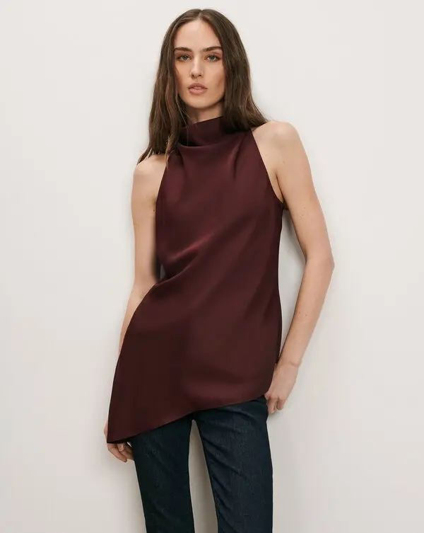 Veronica Beard Radford Asymmetrical Top - Raisin