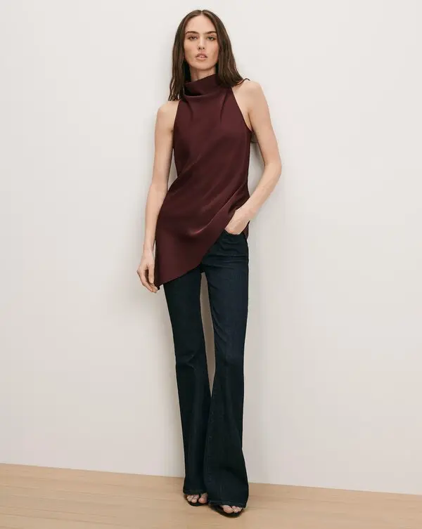 Veronica Beard Radford Asymmetrical Top - Raisin