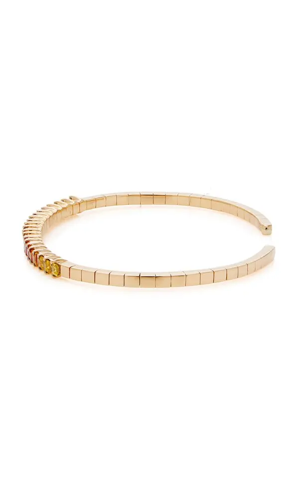 SUZANNE KALAN Rainbow Princess-cut 18k Rose Gold Sapphire Bangle