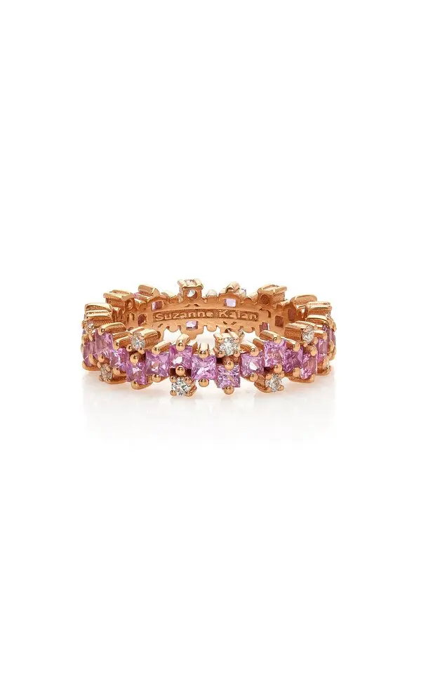 SUZANNE KALAN Mini Stacker 18k Rose Gold Diamond And Sapphire Ring