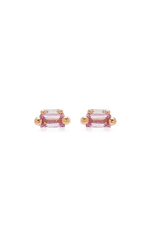 SUZANNE KALAN Bold 18k Rose Gold Sapphire Mini Stud Earrings