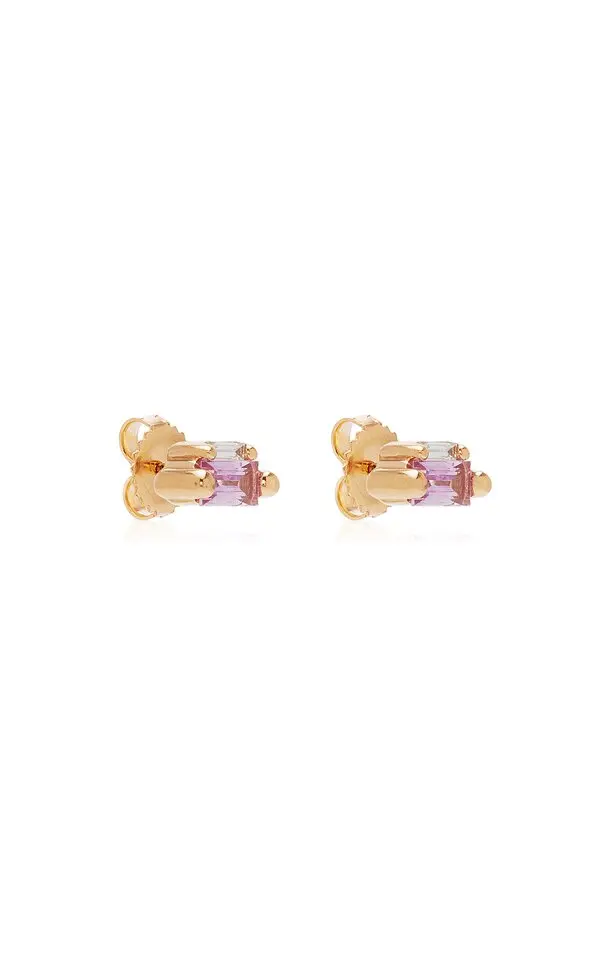 SUZANNE KALAN Bold 18k Rose Gold Sapphire Mini Stud Earrings