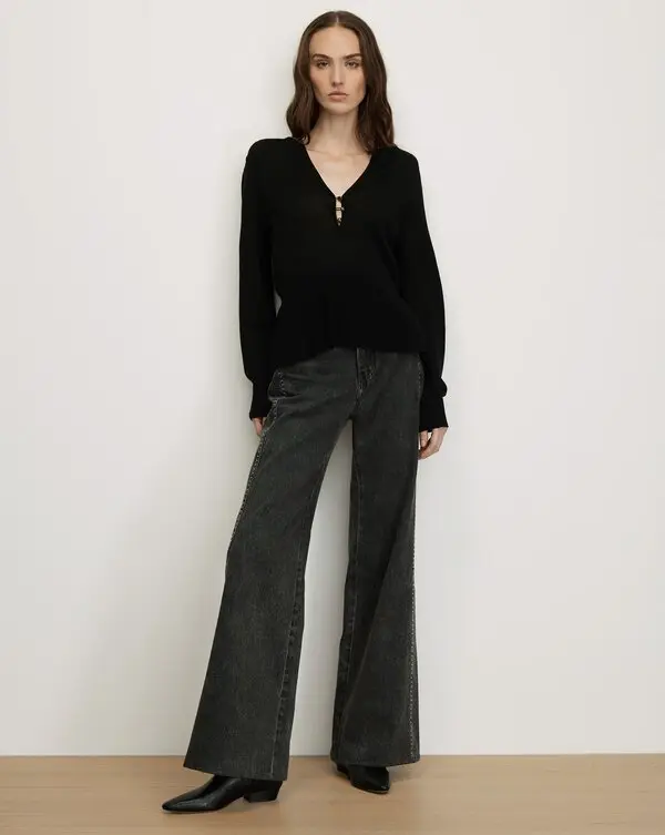 Veronica Beard Zainen Merino Wool Pullover - Black