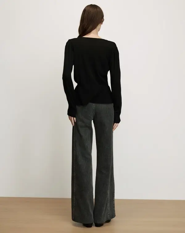 Veronica Beard Zainen Merino Wool Pullover - Black