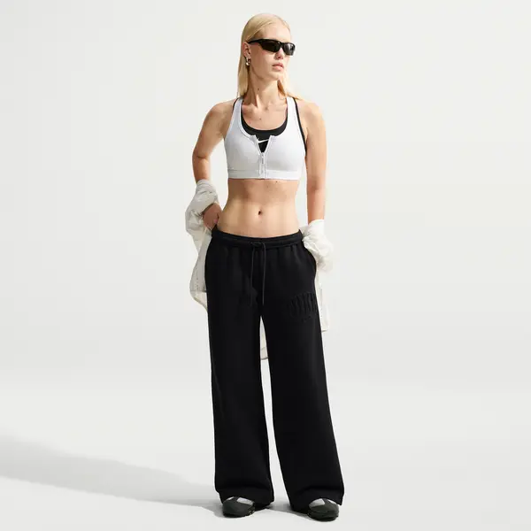 Nike Studio Fleece Medium Weight Mid-rise Wide-leg Pants - Black
