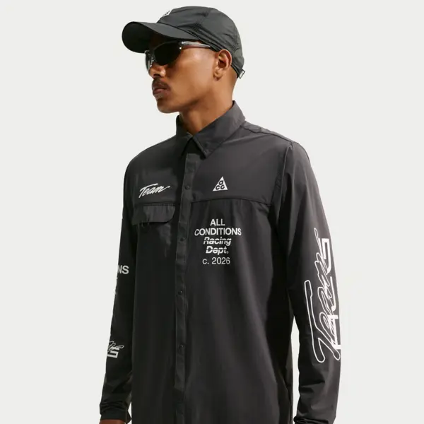 Nike Aireez Uv Protection Button-up Long-sleeve Graphic Top - Grey