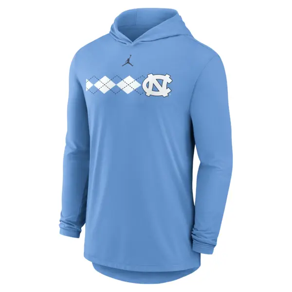 JORDAN North Carolina Primetime Pattern Brand Dri-fit College Long-sleeve Hooded T-shirt - Blue
