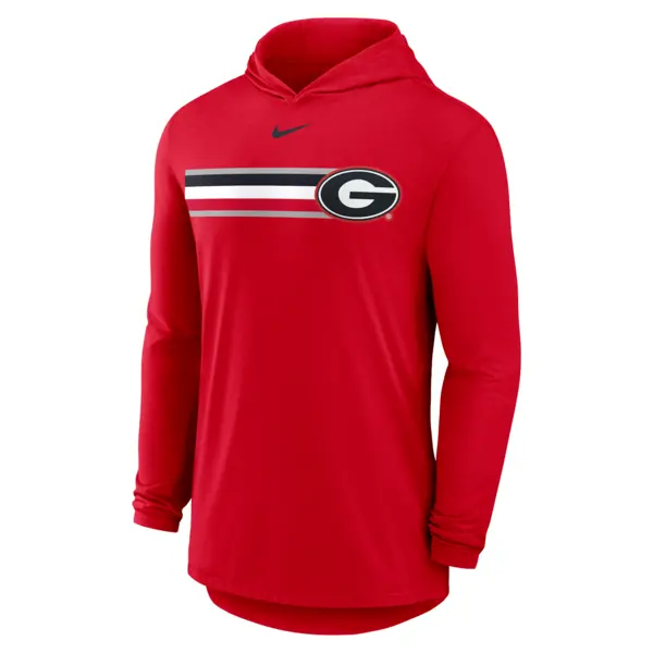Nike Georgia Primetime Pattern Dri-fit College Long-sleeve Hooded T-shirt - Red