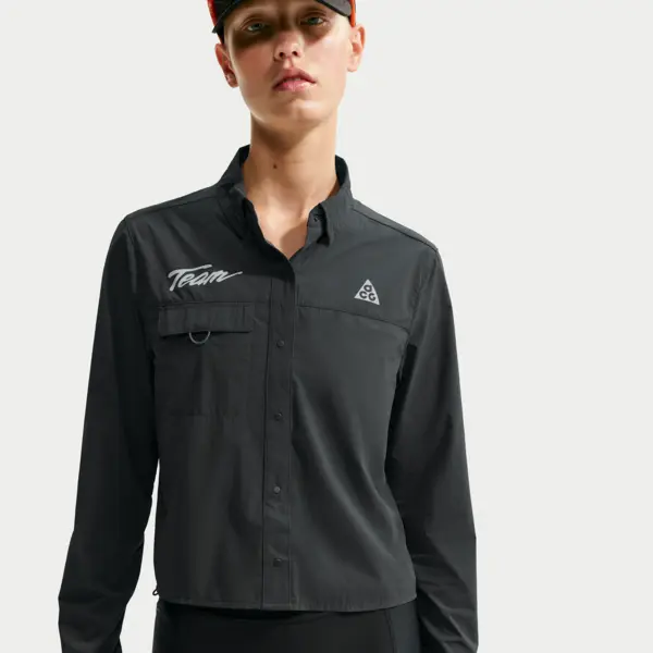 Nike Aireez Button-up Long-sleeve Graphic Trail Running Top - Grey