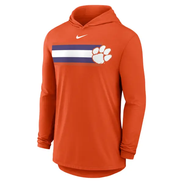 Nike Clemson Primetime Pattern Dri-fit College Long-sleeve Hooded T-shirt - Orange