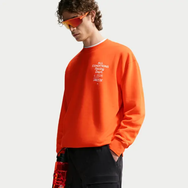 Nike Tuff Fleece" Dri-fit Crew-neck Sweatshirt - Orange