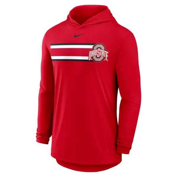 Nike Ohio State Primetime Pattern Dri-fit College Long-sleeve Hooded T-shirt - Red