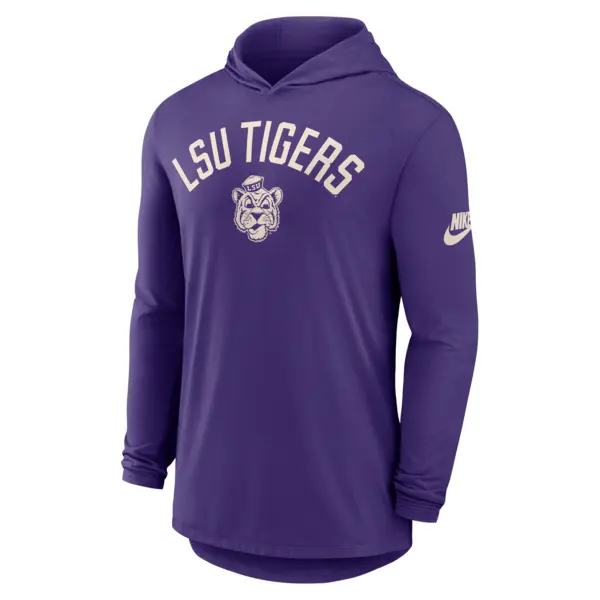 Nike Lsu Legacy Arch Dri-fit College Long-sleeve Hooded T-shirt - Purple