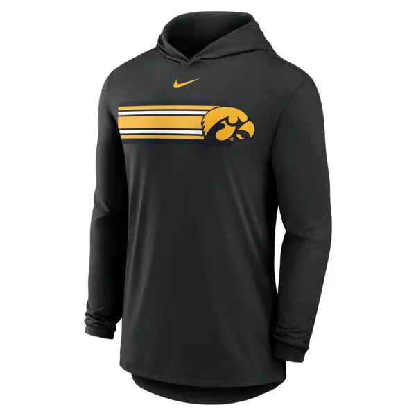 Nike Iowa Primetime Pattern Dri-fit College Long-sleeve Hooded T-shirt - Black