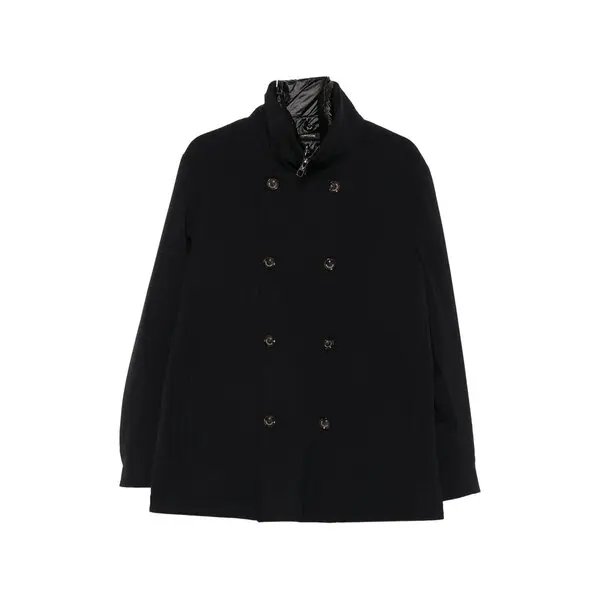 MONTECORE Double-breasted Jacket With Stand Collar - Black