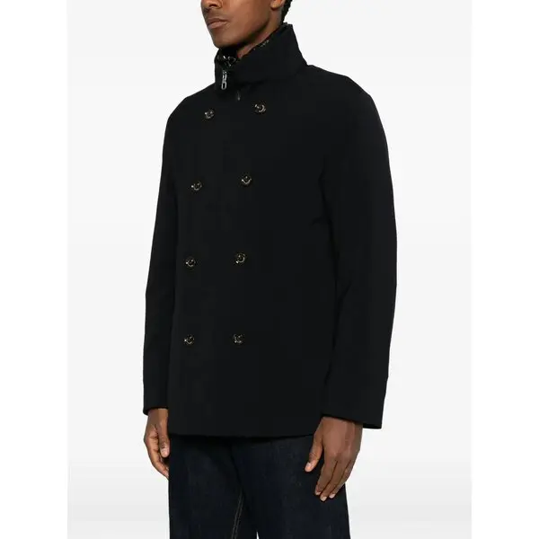 MONTECORE Double-breasted Jacket With Stand Collar - Black