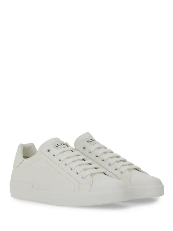 Dolce & Gabbana Portofino Leather Sneakers - White