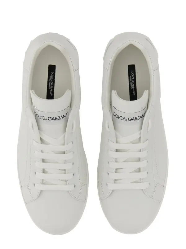 Dolce & Gabbana Portofino Leather Sneakers - White