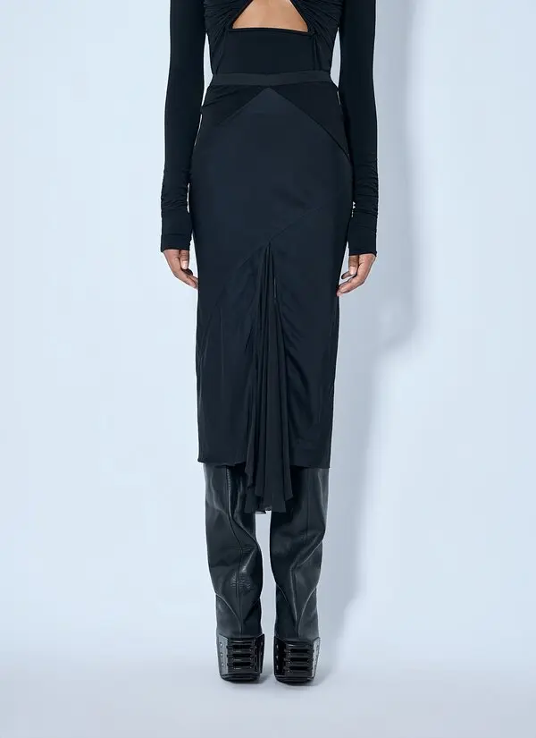 Rick Owens Asymmetrical Midi Skirt - Black