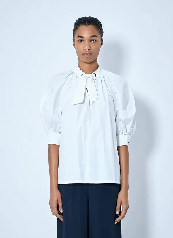 Max Mara Tie-neck Puff Sleeve Blouse