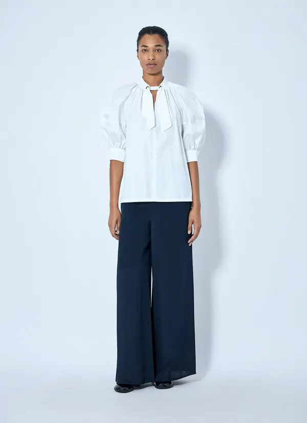 Max Mara Tie-neck Puff Sleeve Blouse