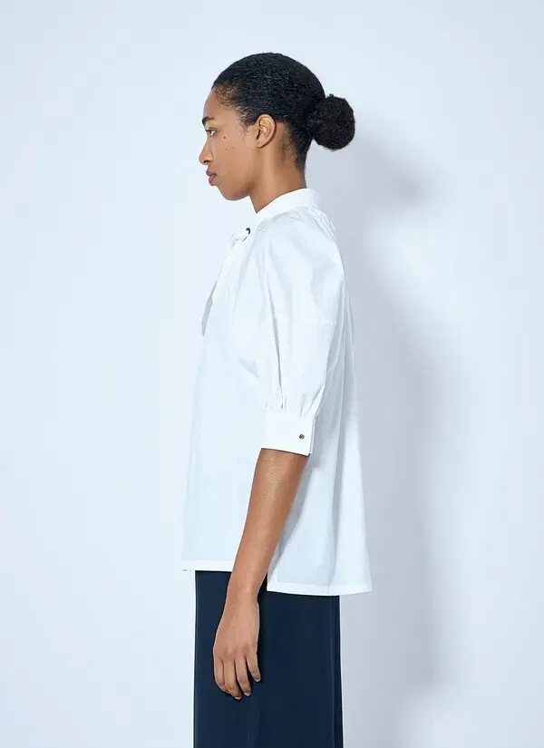 Max Mara Tie-neck Puff Sleeve Blouse