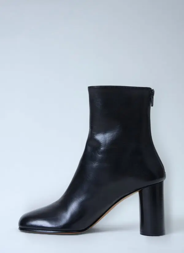 Phoebe Philo Leather Ankle Boots With Block Heel And Zip Fastening