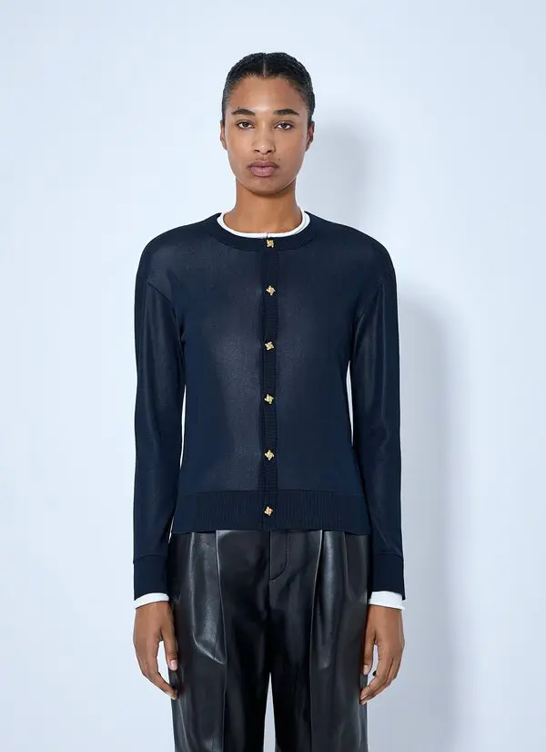 Bottega Veneta Silk Double Knit Cardigan
