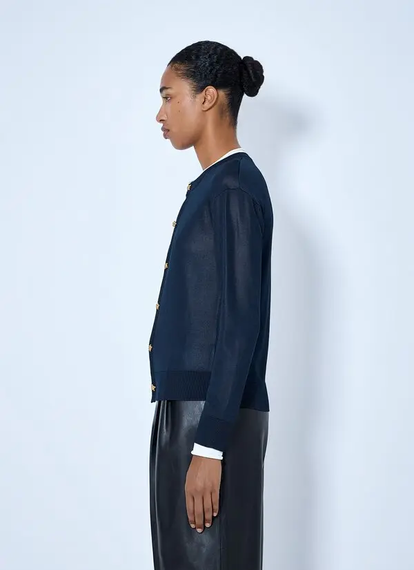 Bottega Veneta Silk Double Knit Cardigan