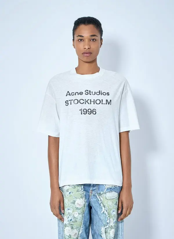 Acne Studios Graphic Logo Cotton Hemp Blend T-shirt