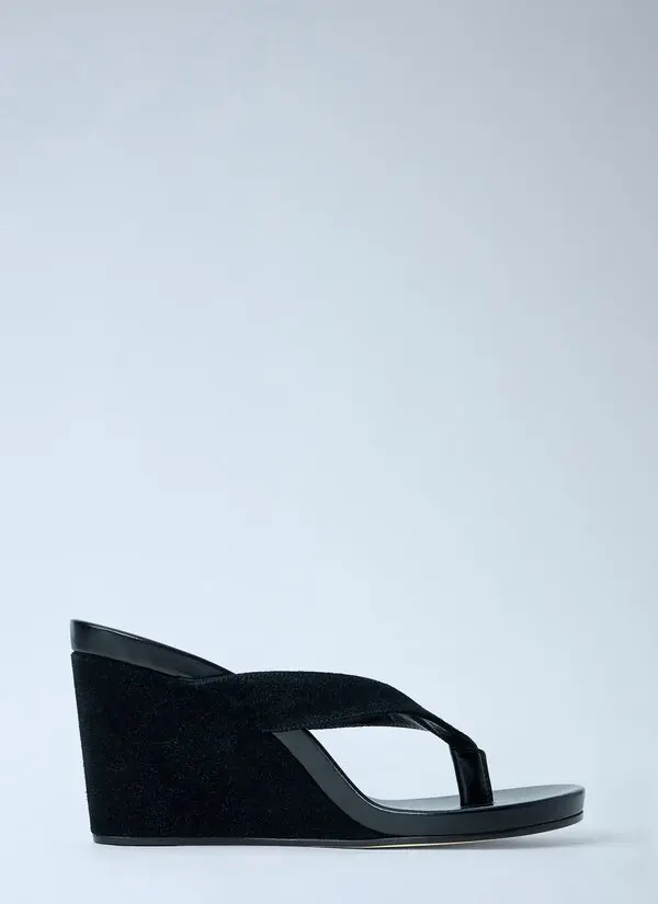 Phoebe Philo Round Wedge Sandals - Black