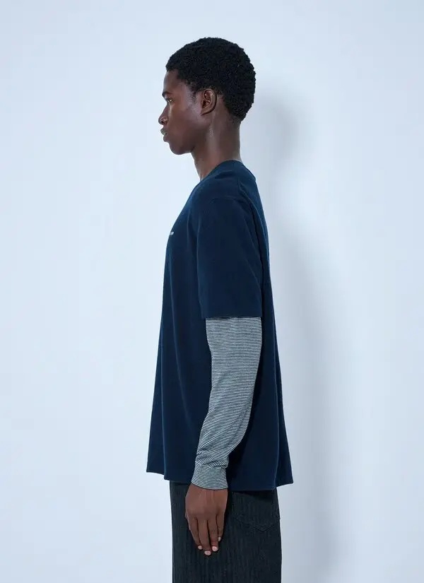 Miu Miu Layered Wool And Cashmere Sweater With Chest Logo