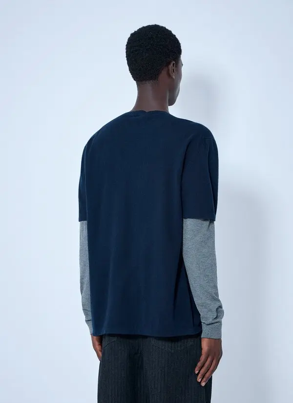 Miu Miu Layered Wool And Cashmere Sweater With Chest Logo