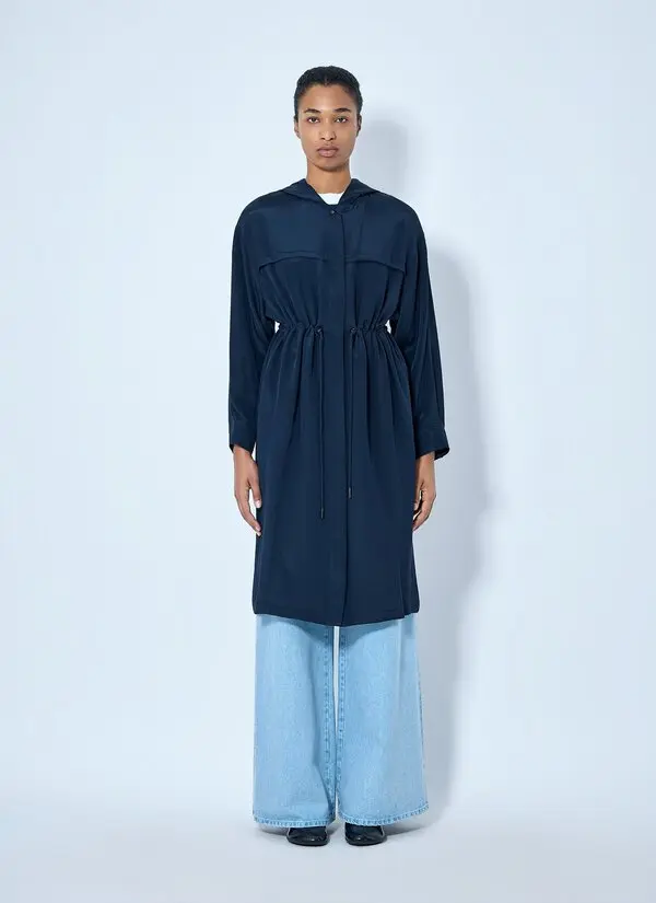 Max Mara Drawstring Hooded Coat - Blue
