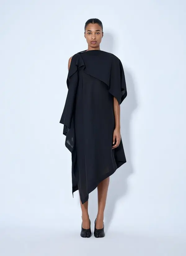 Issey Miyake Asymmetric Draped Midi Dress