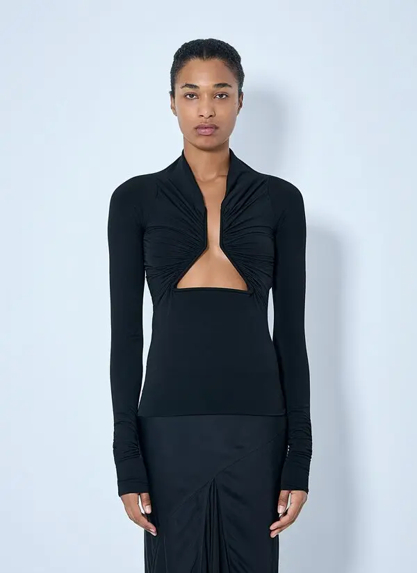 Rick Owens Jersey Ls Prong Top - Black